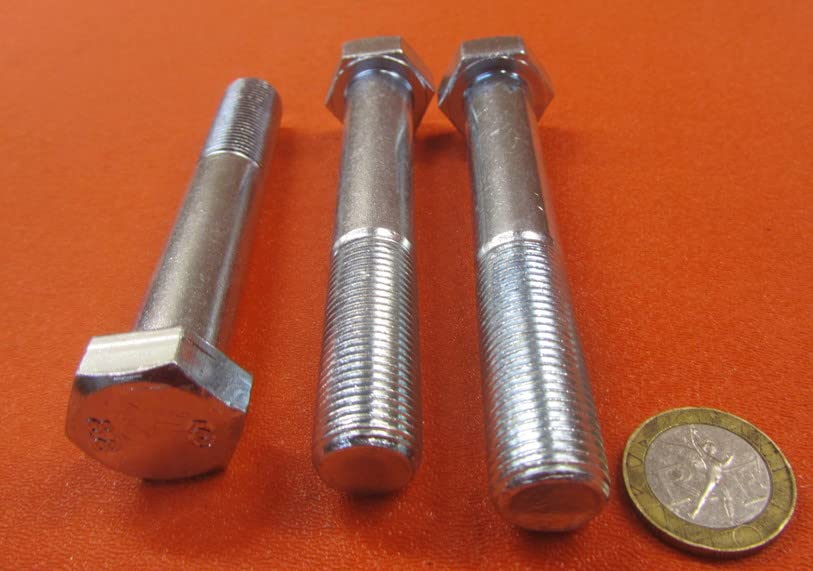 Class 8.8 Zinc Plated Steel Hex Head Bolts PT M16 x 1.5 mm x 100 mm Long 3 pcs.