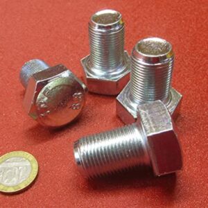 Class 8.8 Zinc Plated Steel Hex Head Bolts FT M20 x 1.5 mm x 30 mm Long 4 pcs., Silver