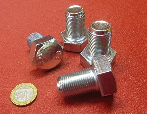 Class 8.8 Zinc Plated Steel Hex Head Bolts FT M20 x 1.5 mm x 30 mm Long 4 pcs., Silver