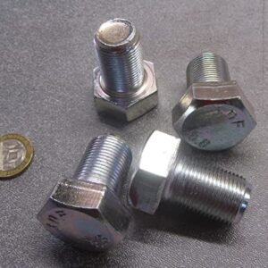 Class 8.8 Zinc Plated Steel Hex Head Bolts FT M20 x 1.5 mm x 30 mm Long 4 pcs., Silver