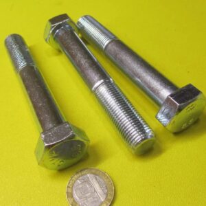 Class 8.8 Zinc Plated Steel Hex Head Bolts PT M16 x 1.5 mm x 100 mm Long 3 pcs.