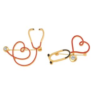 brooch pins doctor pins, 2pcs enamel lapel pin heart shaped schoolbag pin badges for doctor medical students clothing bags