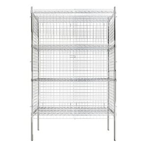 krollen industrial commercial grade nsf listed metal wire mesh storage chrome security cage kit, 24" x 48" x 74", perfect for warehouse, grocery store, restaurant, dishroom