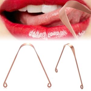 Froiny 1pc Copper Tongue Clean Scraper Not-Gagging Design Metal Tongue Cleaner Unisex Tongue Toothbrush Dental Oral Care Tool