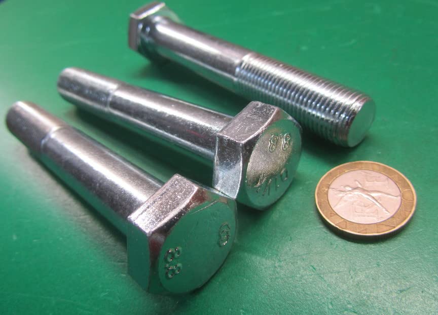 Class 8.8 Zinc Plated Steel Hex Head Bolts PT M16 x 1.5 mm x 100 mm Long 3 pcs.