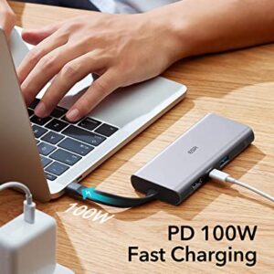 ESR 8-in-1 Portable Hub, USB-C Hub with Gigabit Ethernet, 4K@30Hz HDMI, 100W PD, 2 USB 3.0 Ports, 1 USB 2.0 Port, SD Card Reader, Compatible with iPad 10/Pro 11/12.9, MacBook Pro, and USB-C Devices