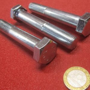 Class 8.8 Zinc Plated Steel Hex Head Bolts PT M16 x 1.5 mm x 100 mm Long 3 pcs.