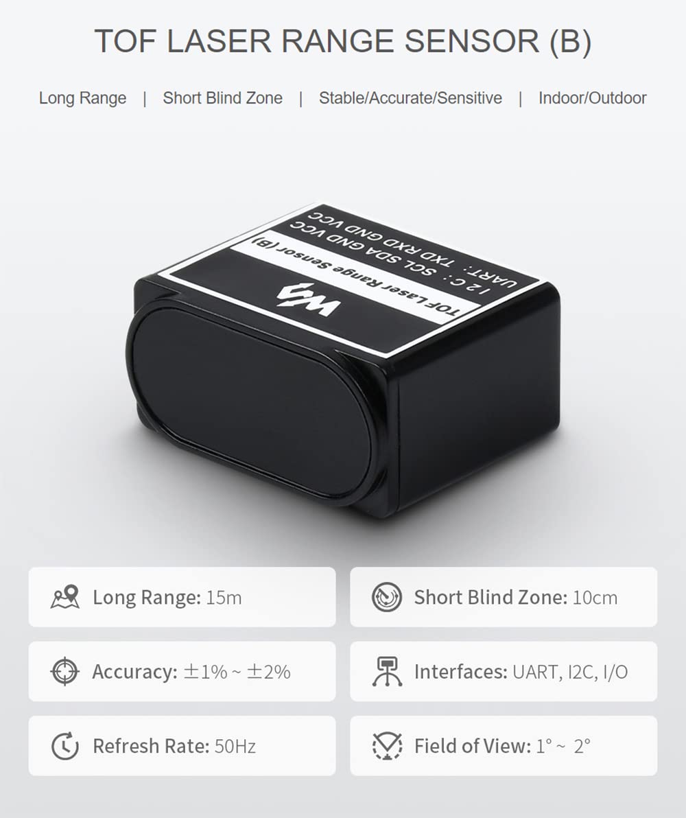 Waveshare TOF (Time of Flight) Laser Range Sensor (B) UART / I2C Bus Long Range Short Blind Zone