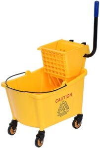 s afstar 32l/8.5 gallons mop bucket with wringer on wheels, commercial mop bucket with wheels & potable handle, industrial mop wringer bucket for home office market restaurant hotel (yellow)