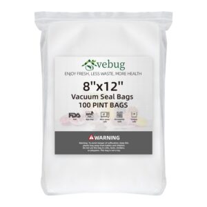 vebug vacuum sealer bags quart size 100 pack 8" x 12" seal a meal bpa free heavy duty commercial grade great for vac storage meal prep or sous vide