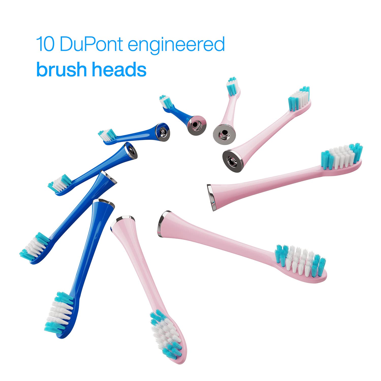 Aquasonic Vibe Duo - Dual Handle Ultra Whitening 40,000 VPM Fast Charging Electric ToothBrushes - 3 Modes with Smart Timers - 10 Dupont Brush Heads & 2 Travel Cases Included