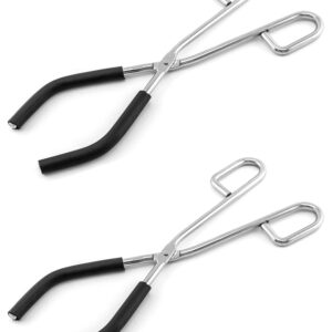 QWORK Beaker Tongs, 2 Pack, Chrome-Plated Iron, Rubber Coated Ends, for 50mL - 2000mL Capacity Beaker