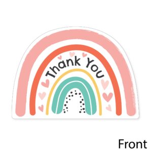 Big Dot of Happiness Hello Rainbow - Shaped Thank You Cards - Boho Baby Shower and Birthday Party Thank You Note Cards with Envelopes - Set of 12