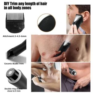 lifefav Electric Body Hair Trimmer, Personal Groomer for Men - Dual-Sided Body Hair Trimmer with LED Light Indicator, Waterproof Men's Groin Hair Shaving Kit, Wet/Dry Hair Remover