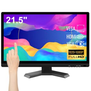 pisichen computer monitor, 22 inch pc monitor hd 1920x1080, monitor with hdmi & vga interface, 5ms, 75hz, brightness 250 cd/m², computer screen for laptop/ps3/ps4, built-in speakers