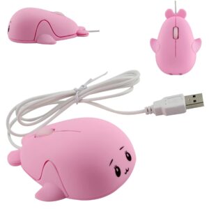 ugpine cute animal baby dolphin shape usb wired mouse 1600 dpi optical mice mini small kids children mice for pc laptop computer (pink)