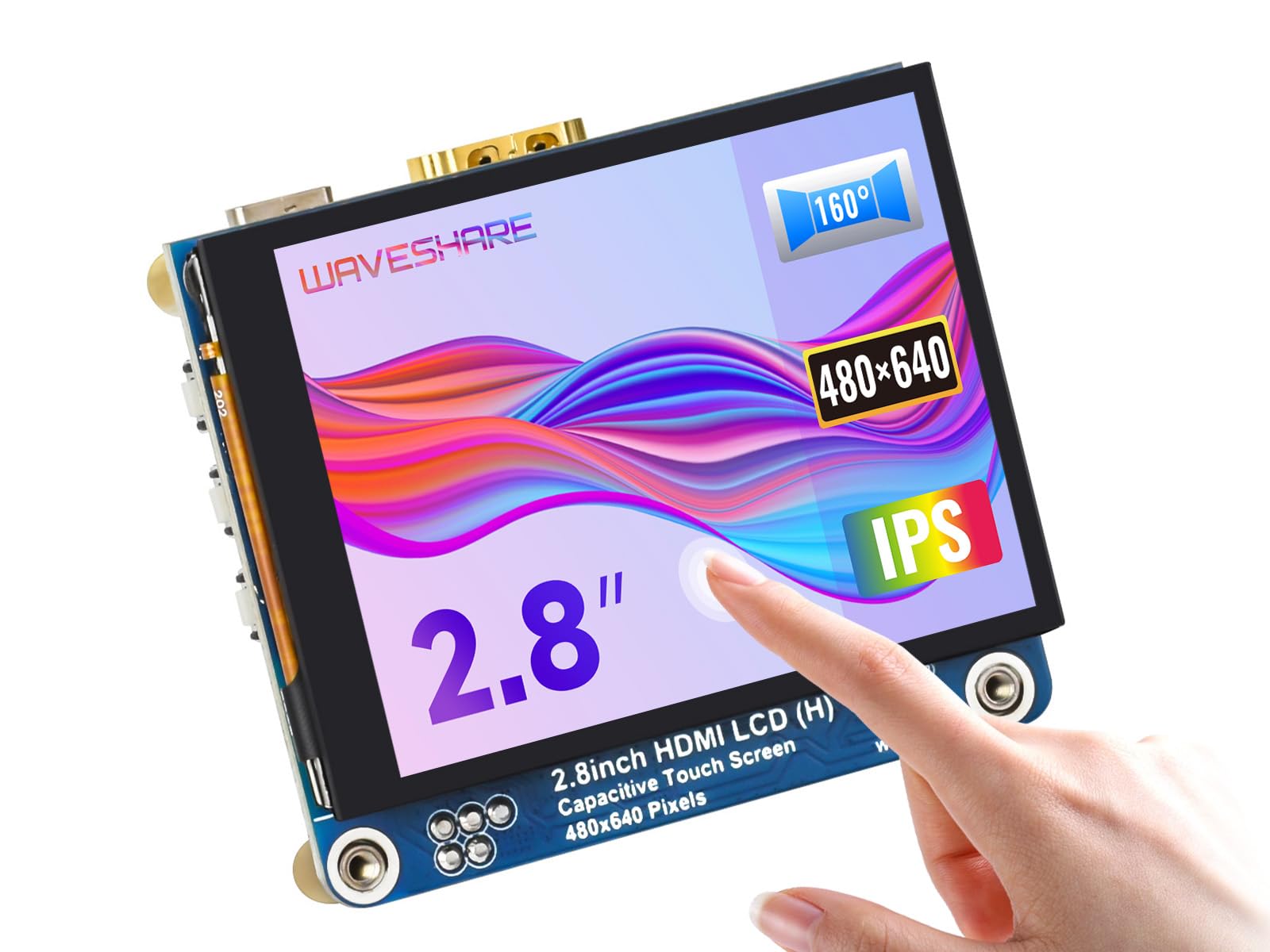 Waveshare 2.8inch HDMI IPS LCD Display, Compatible with Raspberry Pi 5/4B/3B/Zero/Zero W/Zero 2W/Pico/Pico W/Pico WH, 480×640 Resolution Supports Jerson Nano/Windows