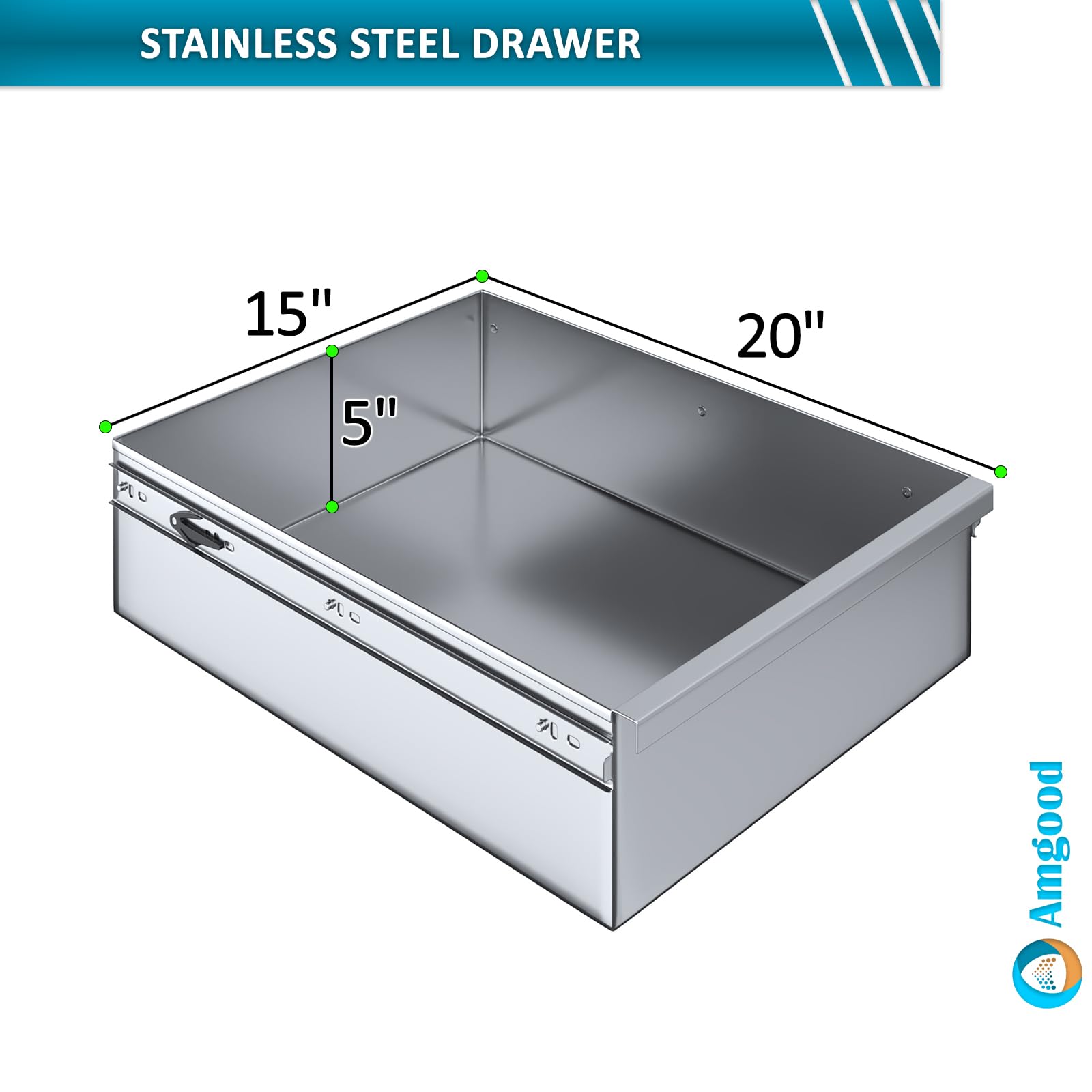 20 in. x 14 in. x 5 in. Stainless Steel Table Drawer | Metal Drawer for Prep Work Table