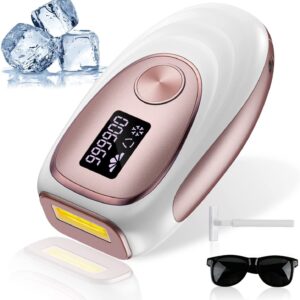 Laser Hair Removal With Cooling System, at-Home Permanent for Women and Men, IPL Painless Device on Armpits Back Legs Arms Face Bikini Line