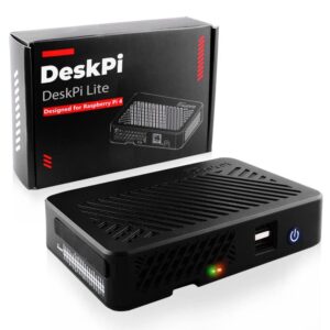 geeekpi deskpi lite pi 4 case with power button/heatsink with pwm fan/dual full-size hdmi/extra two usb port for raspberry pi 4b