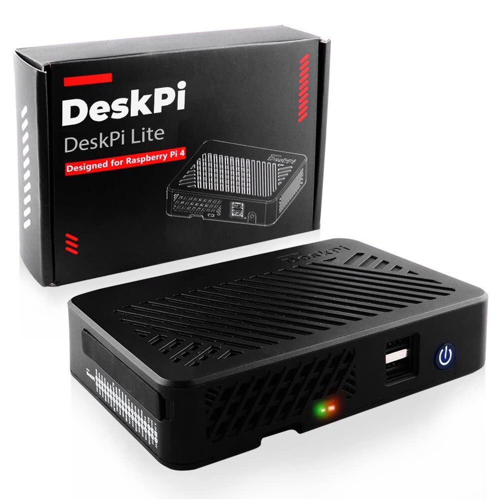 GeeekPi DeskPi Lite Pi 4 Case with Power Button/Heatsink with PWM Fan/Dual Full-Size HDMI/Extra Two USB Port for Raspberry Pi 4B