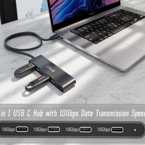 4-Port USB C Hub,USB C to USB C Hub,10Gbps USB C Splitter for Laptop [Data Transfer Only],USB C 3.2 Multiport Adapter for iPhone 15 Pro/Pro Max,MacBook Air/Pro,Mac Mini,iMac,Dell XPS