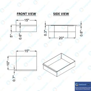 20 in. x 14 in. x 5 in. Stainless Steel Table Drawer | Metal Drawer for Prep Work Table