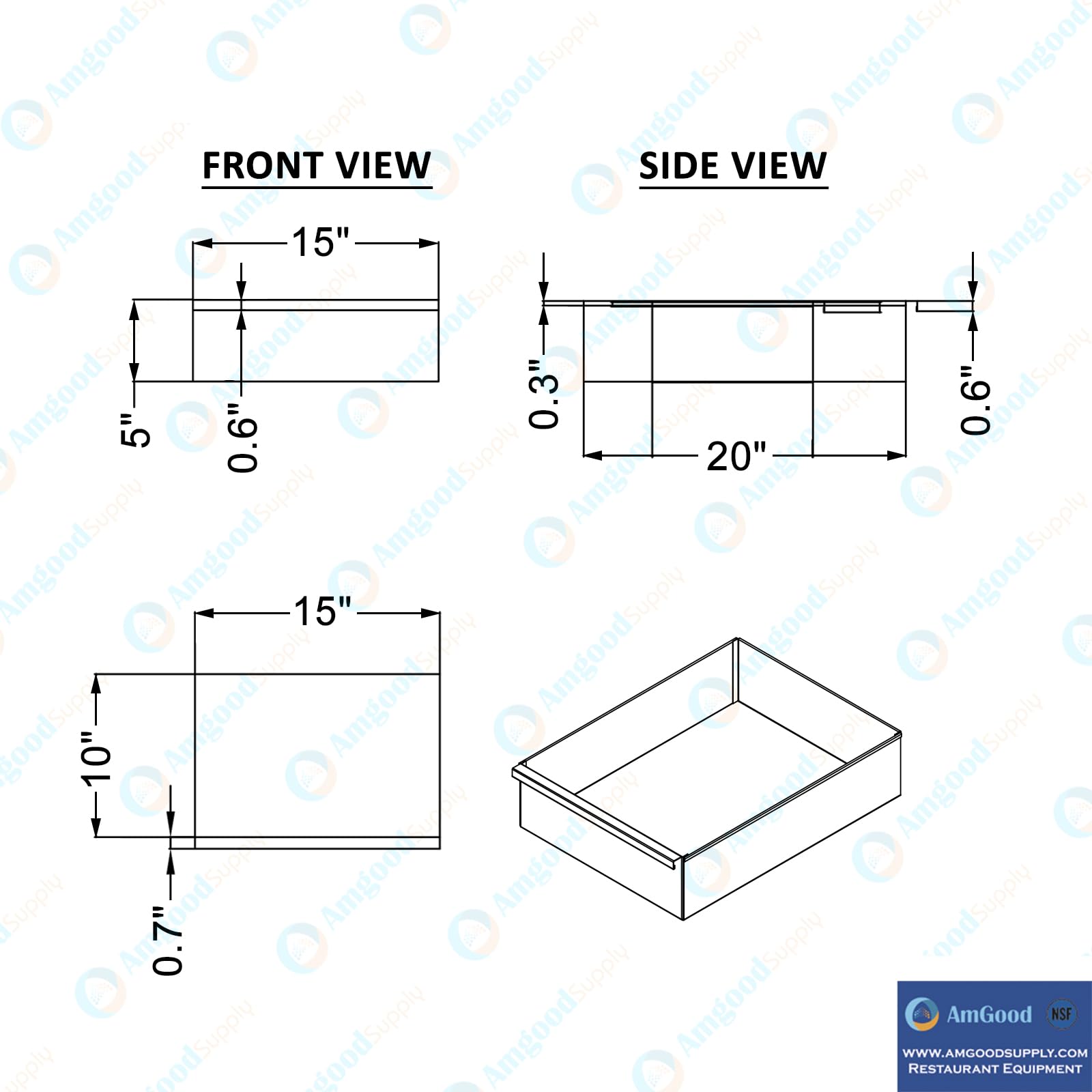 20 in. x 14 in. x 5 in. Stainless Steel Table Drawer | Metal Drawer for Prep Work Table