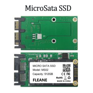 FLEANE 512GB MS02 MicroSata uSATA 1.8inch SSD Compatible with DELL XT1 XT2 IBM X300 X301 T400S T410S Replace MK1229GSG MK1629GSG MK2529GSG 1.8" HDD (512GB)