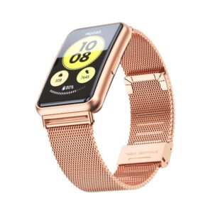 3Chome Band Strap Compatible with Huawei Watch Fit Smartwatch, Stainless Steel Bracelet Wristband Link for Huawei Watch Fit (Rose Gold)