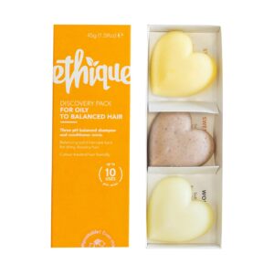 ethique discovery pack for oily hair - shampoo & conditioner - plastic-free, vegan, cruelty-free, eco-friendly, 3 travel bars, 1.59 oz (pack of 1)