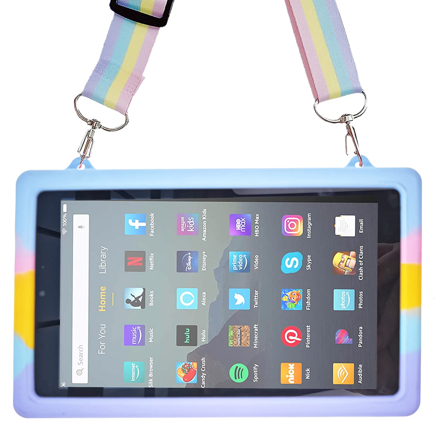 LUSTAM Dimple Pop it Case for Kindle Fire Tablet 7, Fidget Poppers Pop its Poppet Shockproof Kids Friendly Cover with Foldable Kickstand Shoulder Strap for Amazon Fire 7 Tablet 2019/2017/2015 Release