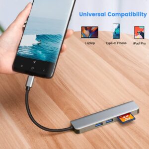 USB C Hub with 4K HDMI Output, Leizhan 5 in 1 USB 3.0 Adapter Type C Hub to HDMI USB C Dongle Adapter SD TF Card Reader, USB 3.0&2.0 OTG Adapter Compatible for MacBook Air HP XPS