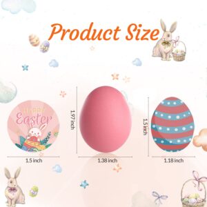 1000 PCS Easter Stickers for Kids, 1.5 Inch & 17 Design Self- Adhesive Label Happy Easter Egg Bunny Sticker Rolls, Easter Party Decorative Sealing Stickers for Cards Art Craft Gift Boxes Envelopes