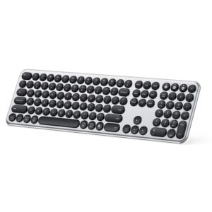 zytua multi-device bluetooth keyboard, dual mode (bluetooth & 2.4ghz) full size rechargeable wireless keyboard with round keys, support 3 devices for windows/ios/mac os/android