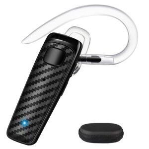 cfozuzo bluetooth headset, bluetooth earpiece, 16hrs talk time wireless earpiece with cvc8.0 dual noise cancelling mic hands-free calls wireless headset for iphone samsung trucker (black)