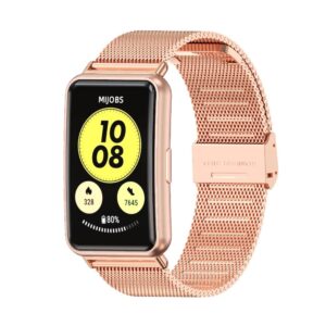 3chome band strap compatible with huawei watch fit smartwatch, stainless steel bracelet wristband link for huawei watch fit (rose gold)