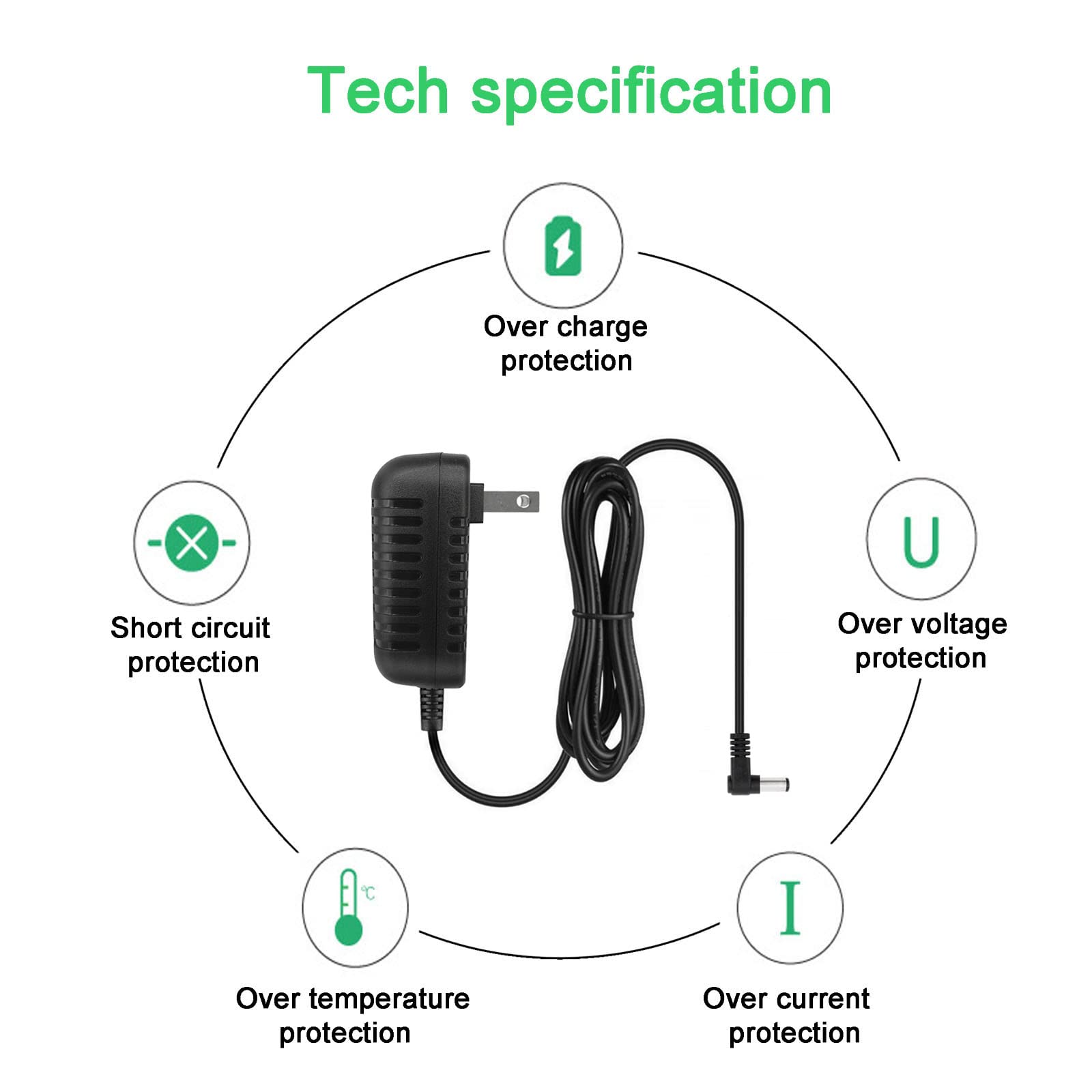 MyVolts 9V Power Supply Adaptor Compatible with/Replacement for Zoom G3n, G5n, G6 Effects Processor - US Plug