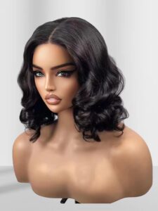 octsun 12" glueless short wavy wigs human hair pre plucked 13x4 hd lace front wigs human hair 180 density shoulder length loose wave bob wig brazilian human virgin hair body wave wigs for black women