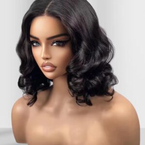 OCTSUN 12" Glueless Short Wavy Wigs Human Hair Pre Plucked 13x4 HD Lace Front Wigs Human Hair 180 Density Shoulder Length Loose Wave Bob Wig Brazilian Human Virgin Hair Body Wave Wigs for Black Women