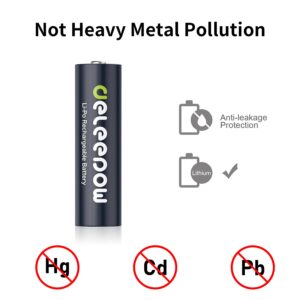 Deleepow 1.5V Rechargeable AA Batteries 3400mWh Lithium Batteries AA with LCD Charger 4 Count 1500Cycle