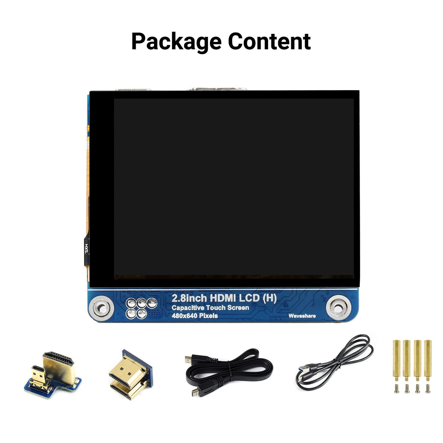 Waveshare 2.8inch HDMI IPS LCD Display, Compatible with Raspberry Pi 5/4B/3B/Zero/Zero W/Zero 2W/Pico/Pico W/Pico WH, 480×640 Resolution Supports Jerson Nano/Windows