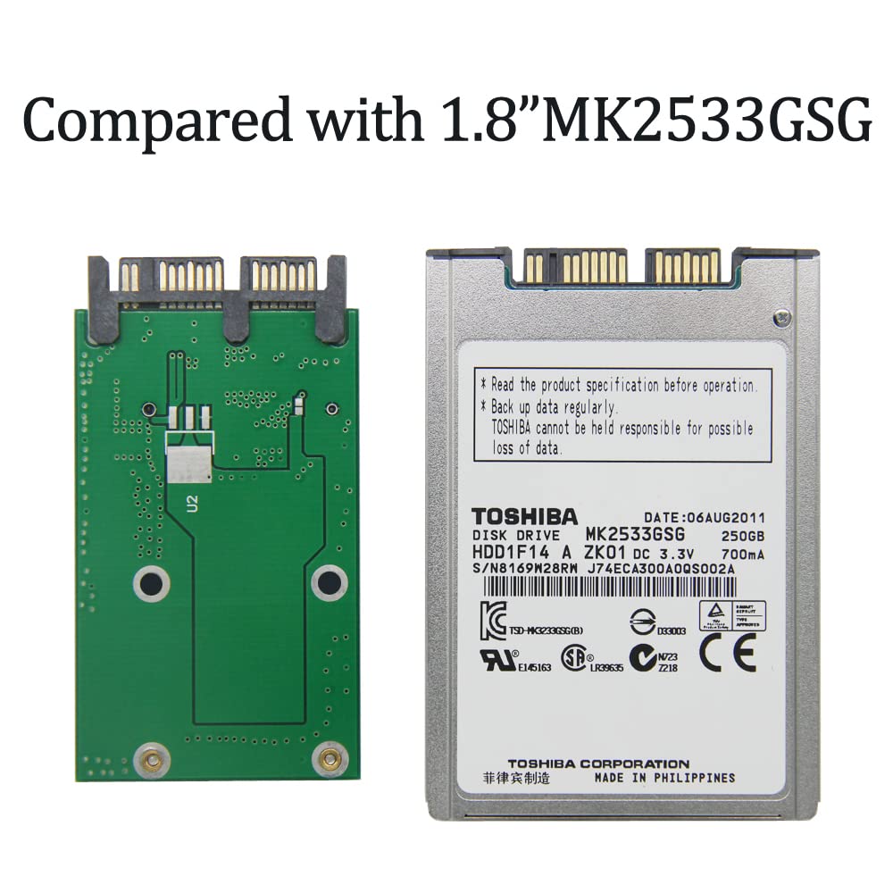 FLEANE 512GB MS02 MicroSata uSATA 1.8inch SSD Compatible with DELL XT1 XT2 IBM X300 X301 T400S T410S Replace MK1229GSG MK1629GSG MK2529GSG 1.8" HDD (512GB)