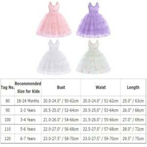 Flower Girl Butterfly Dress for Kids Baby Princess Birthday Wedding Bridesmaid Pageant Formal Party Maxi Dress Toddler Summer Communion Photoshoot Backless Lace Bow Tulle Dresses Purple 6-7 Years