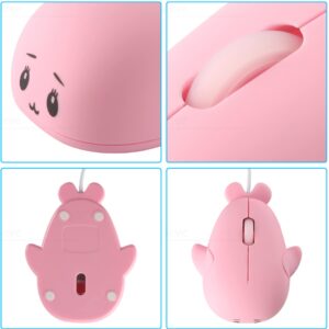 UGpine Cute Animal Baby Dolphin Shape USB Wired Mouse 1600 DPI Optical Mice Mini Small Kids Children Mice for PC Laptop Computer (Pink)