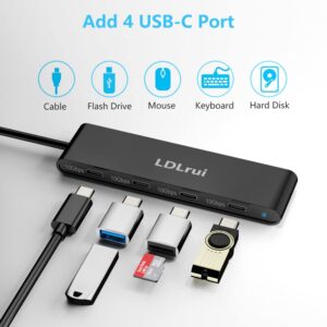 4-Port USB C Hub,USB C to USB C Hub,10Gbps USB C Splitter for Laptop [Data Transfer Only],USB C 3.2 Multiport Adapter for iPhone 15 Pro/Pro Max,MacBook Air/Pro,Mac Mini,iMac,Dell XPS