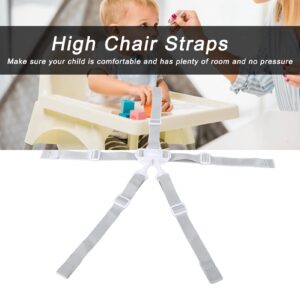 5 Point Baby Safety Strap Belt, Adjustable Universal Replacement High Chair Straps Harness Straps, Sturdy and Comfort Material for Pushchair, Stroller, Easy to Use(White Button 5-Point Strap)