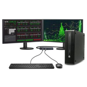 hp trading optimized pc bundle intel core i5 6th gen,32gb ram,512 nvme ssd, 2 new 24€ monitors, 2 network cards, trading platform support, 4 in 1 usb hub, key board & mouse windows 10 pro (renewed)