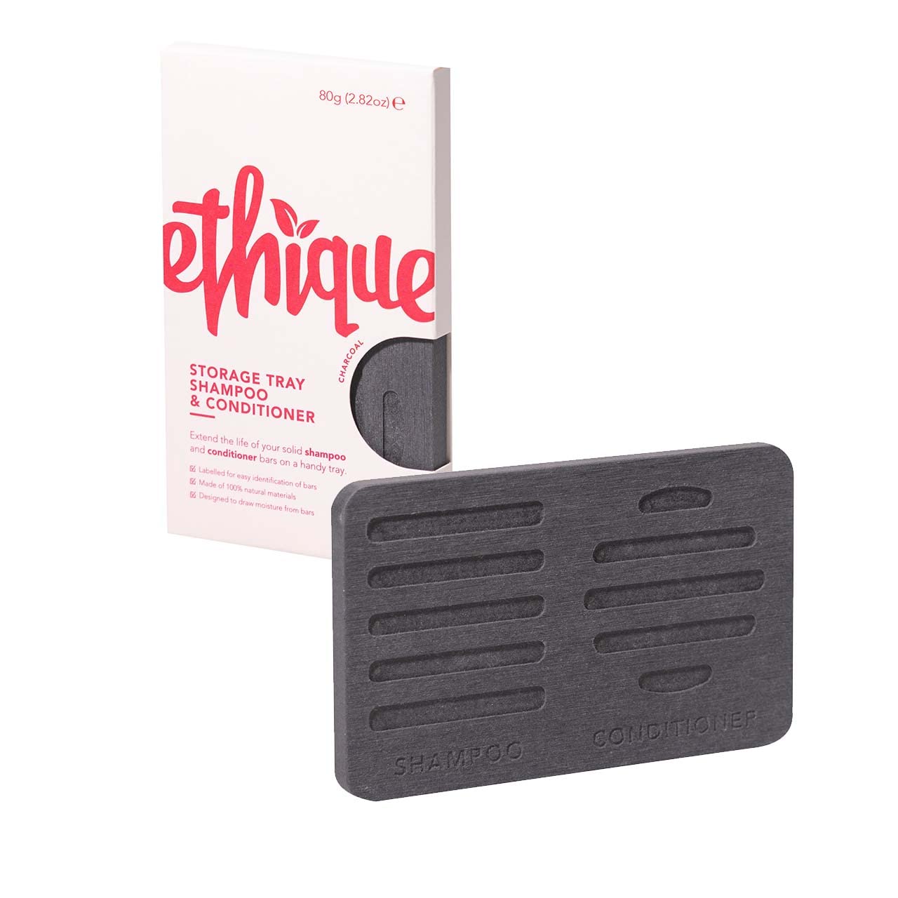 Ethique Charcoal Haircare Storage Tray for Shampoo & Conditioner Bars - Plastic-Free (Pack of 1)