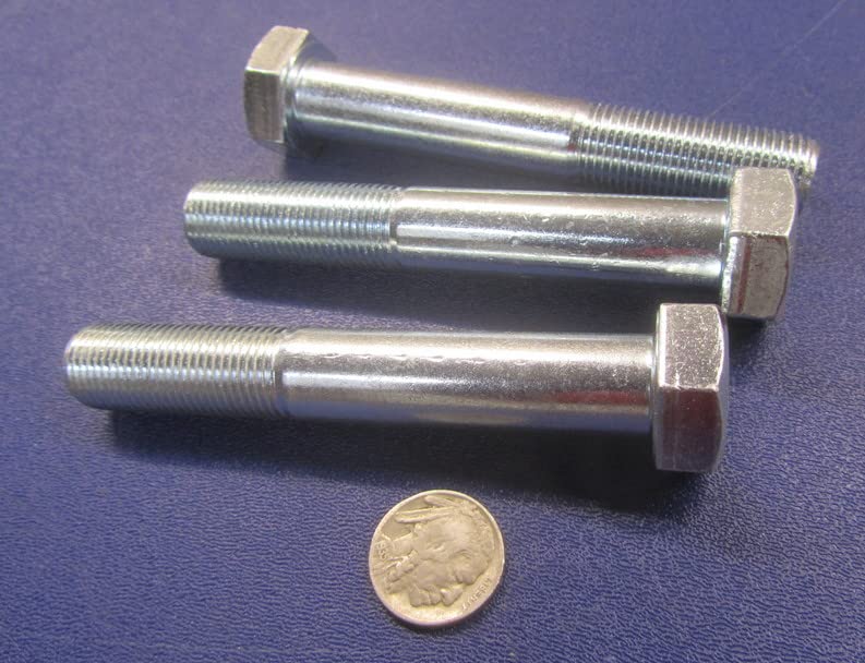 Class 8.8 Zinc Plated Steel Hex Head Bolts PT M16 x 1.5 mm x 100 mm Long 3 pcs.